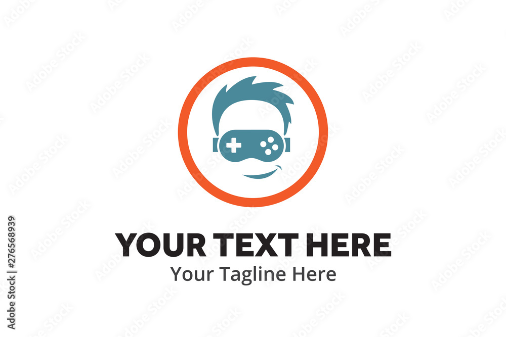 unique game simple logo creative design in flat style with color ...