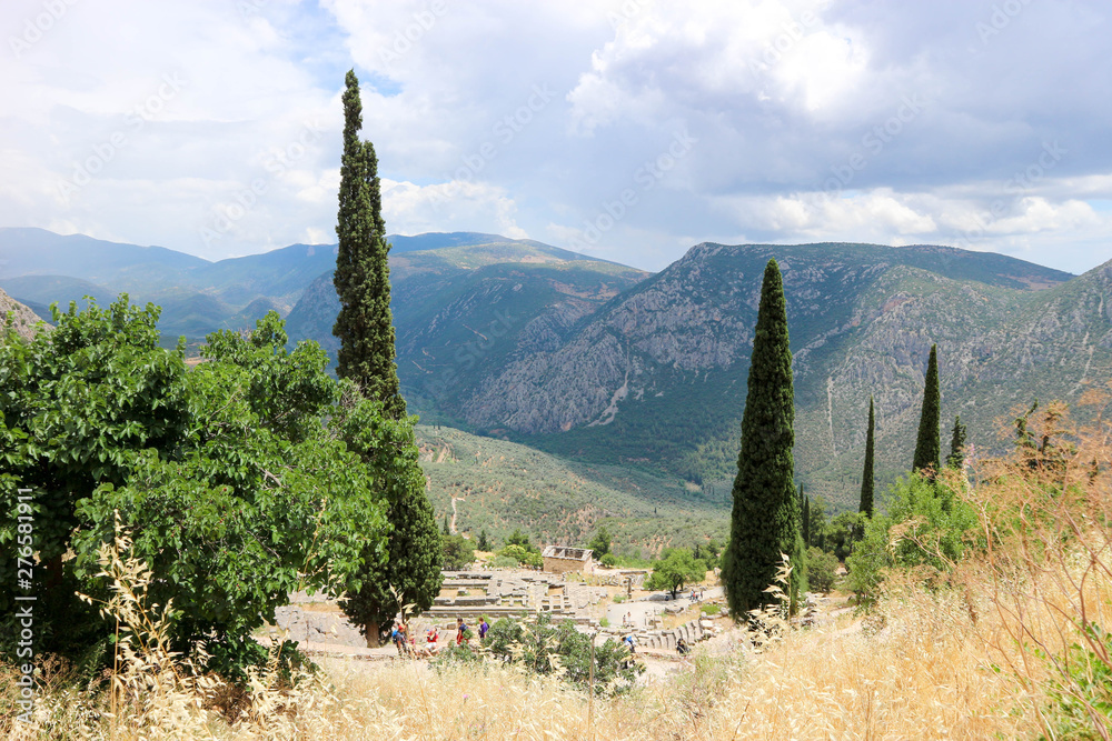 Beautiful panoramic view to greek landscape, valley of Phosis and ...