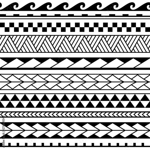 Vector ethnic seamless pattern in maori tattoo style. Geometric border ...