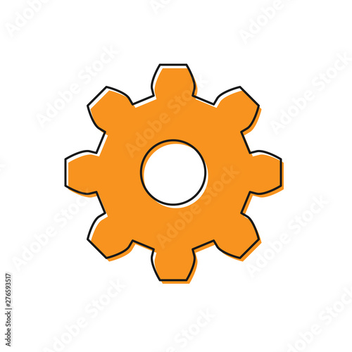 Orange Gear icon isolated on white background. Cogwheel gear settings ...