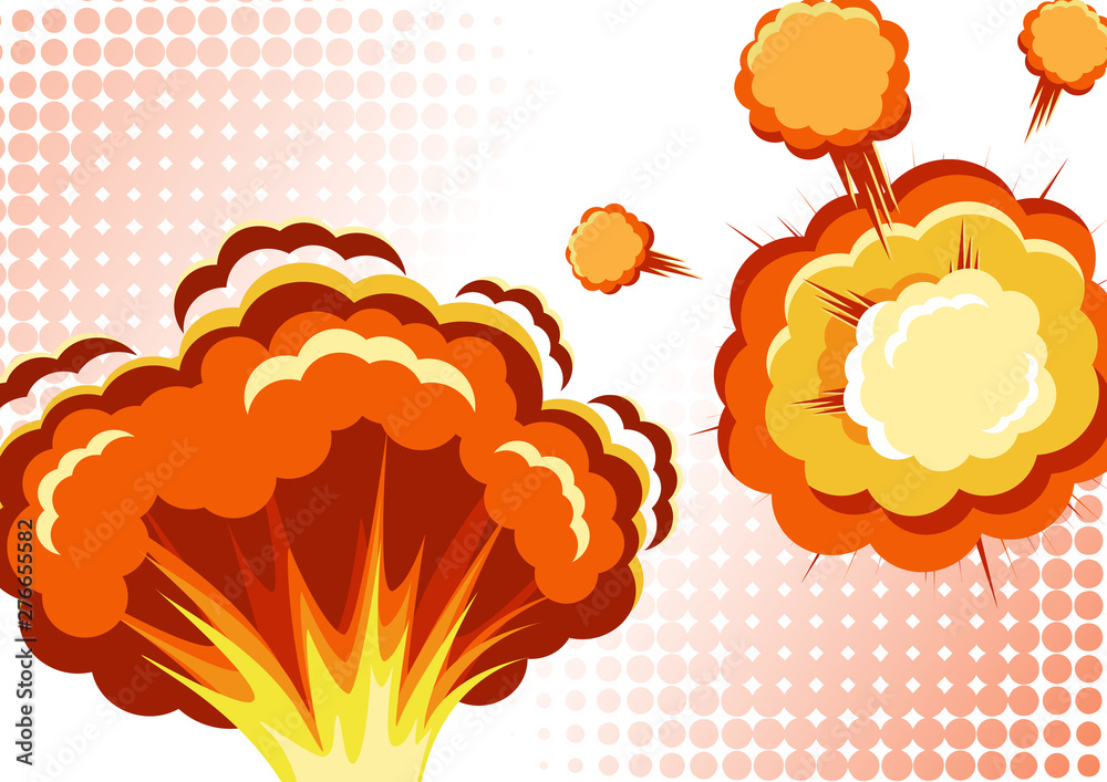 Cartoon vector bomb explosion with smoke. Cartoon style effect boom ...