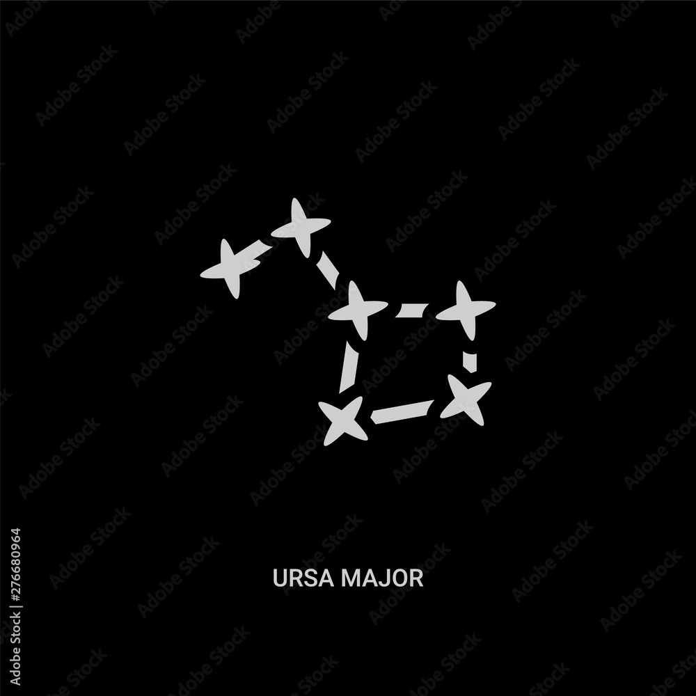white ursa major vector icon on black background. modern flat ursa ...