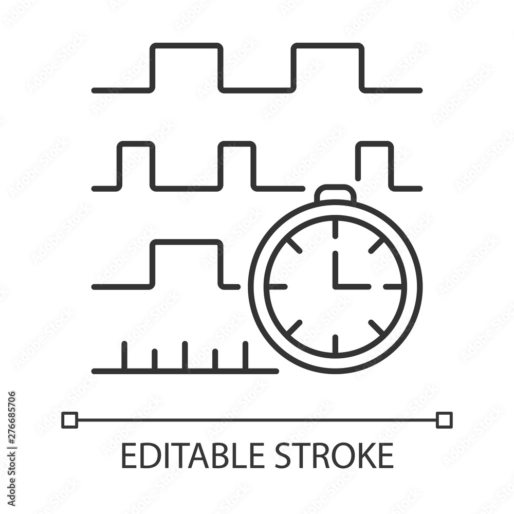 Timing diagram linear icon. Signals set in time domain. Process chart ...