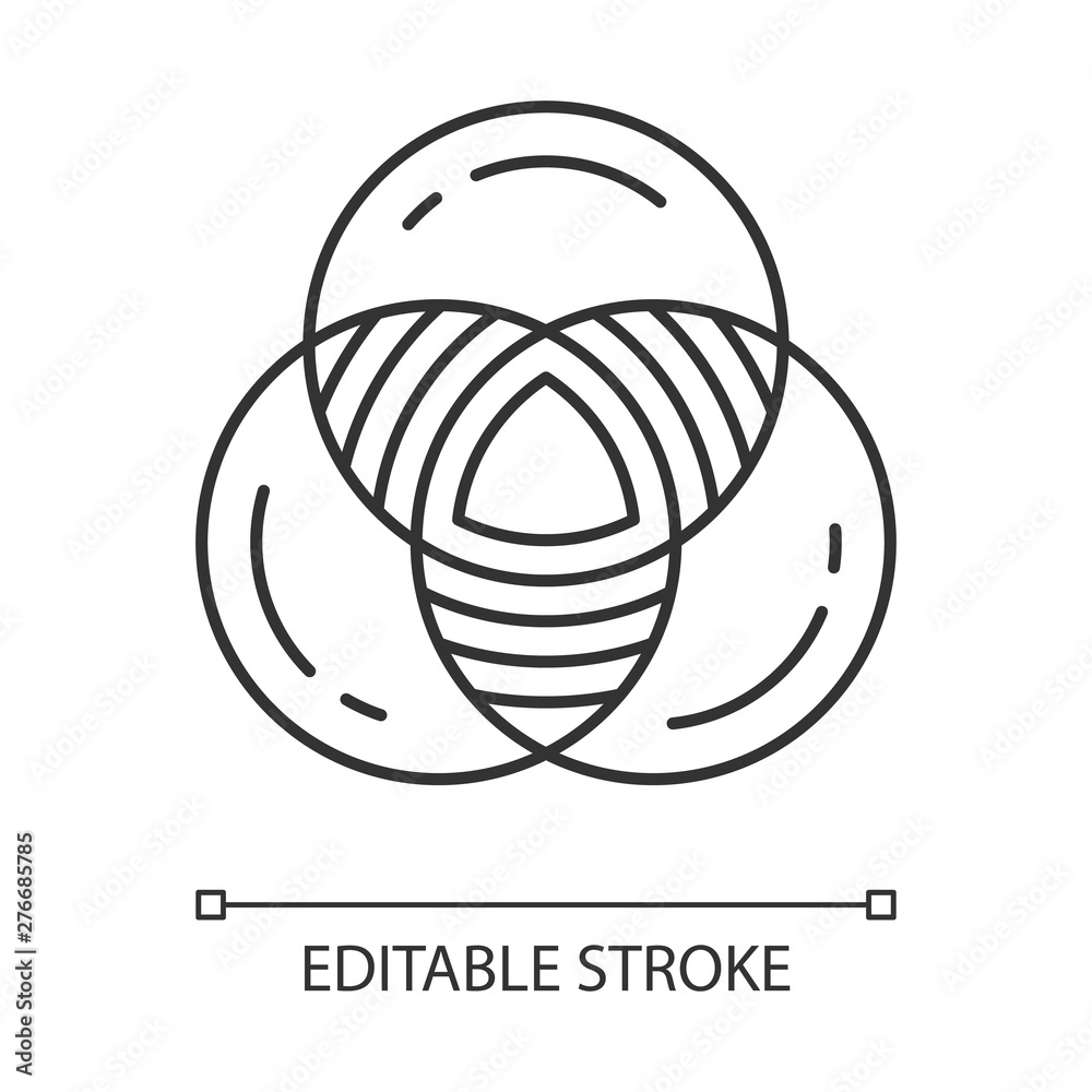 Stock-Vektorgrafik „Venn diagram linear icon. Primary diagram. Three ...