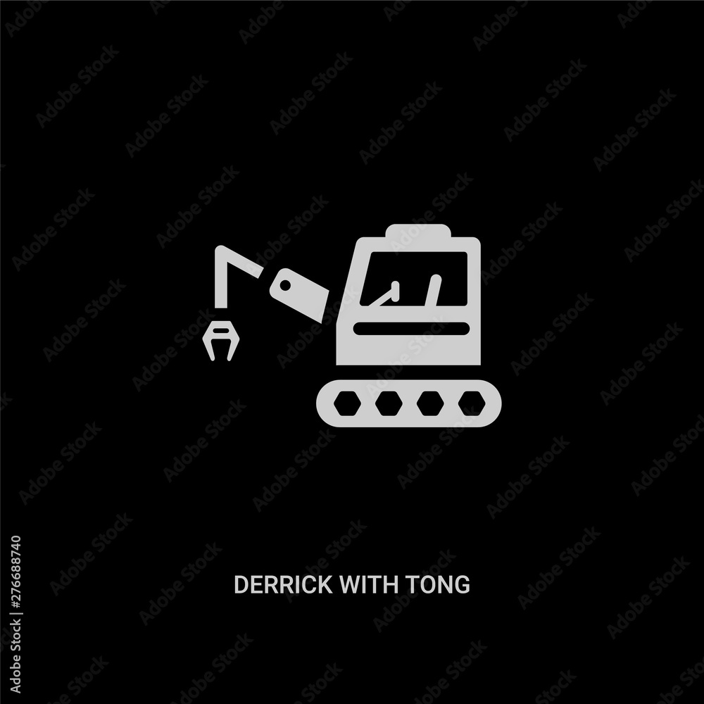 white derrick with tong vector icon on black background. modern flat ...