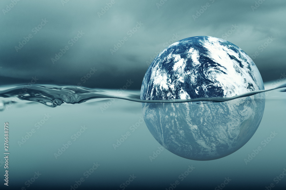 Rising sea level concept - Drowning Earth - Earth map by courtesy of ...