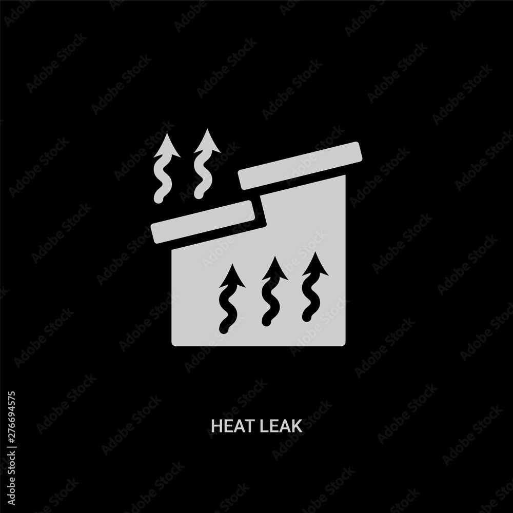 white heat leak vector icon on black background. modern flat heat leak ...