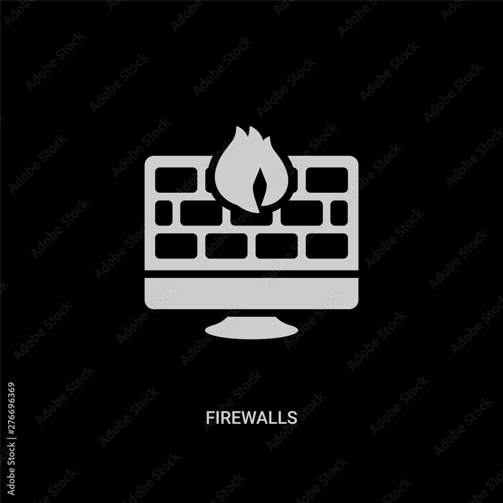 Vector de Stock white firewalls vector icon on black background. modern ...