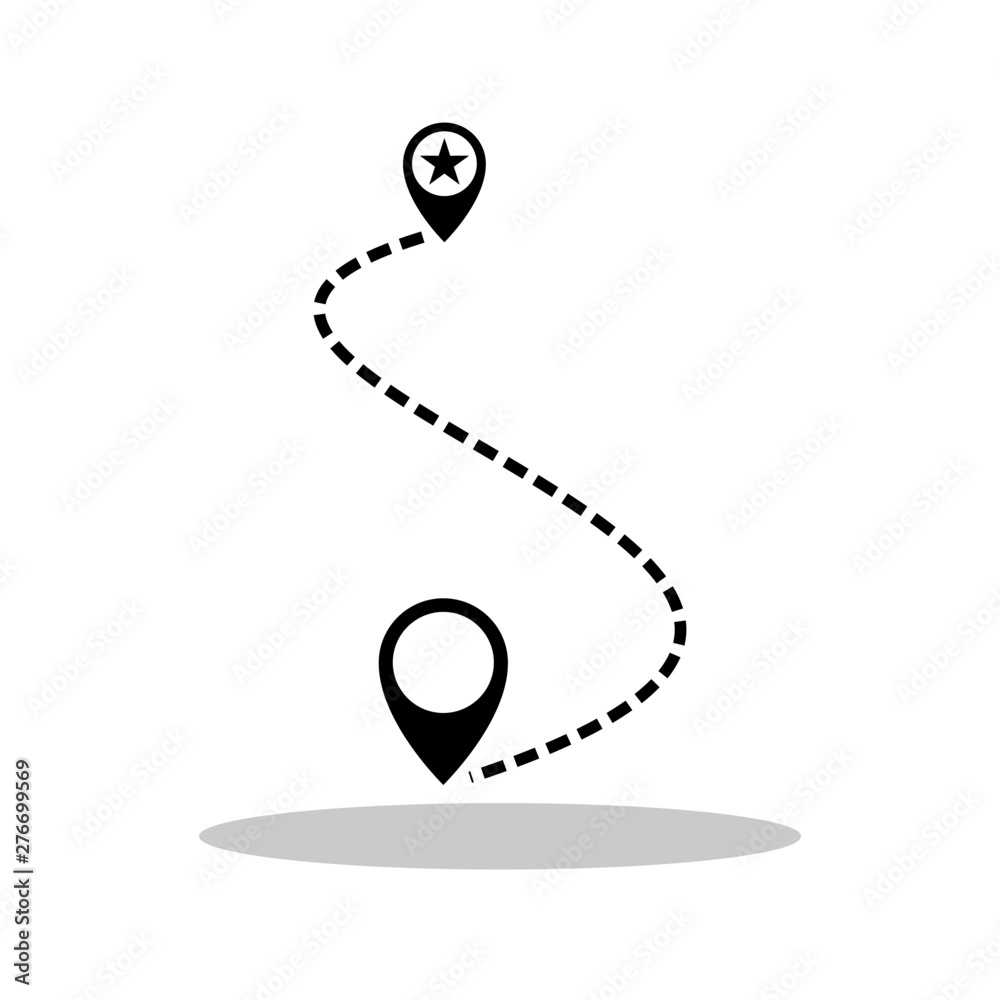Route icon in flat style. Location route symbol for your web site ...