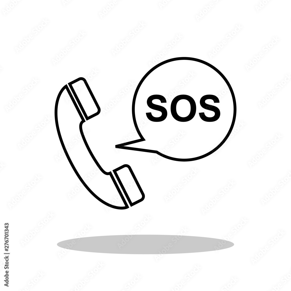 SOS icon in flat style. Emergency call symbol for your web site design ...