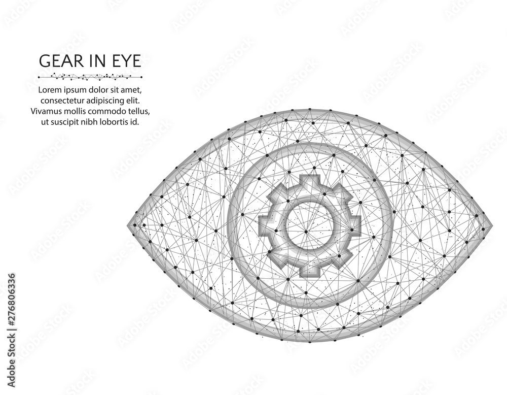 Gear in the eye low poly design, settings or mechanism in a polygonal ...