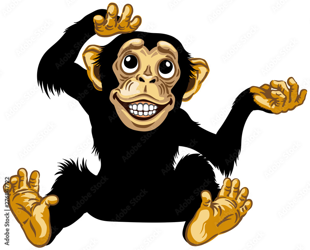 cartoon chimp ape or chimpanzee monkey smiling cheerful with a big ...