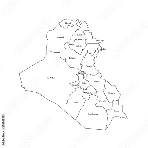 Vector isolated illustration of simplified administrative map of Iraq ...