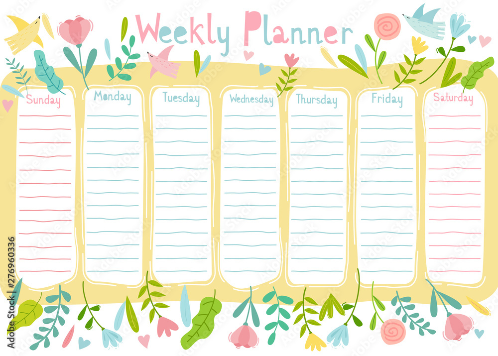 Weekly Schedule Printable Cute