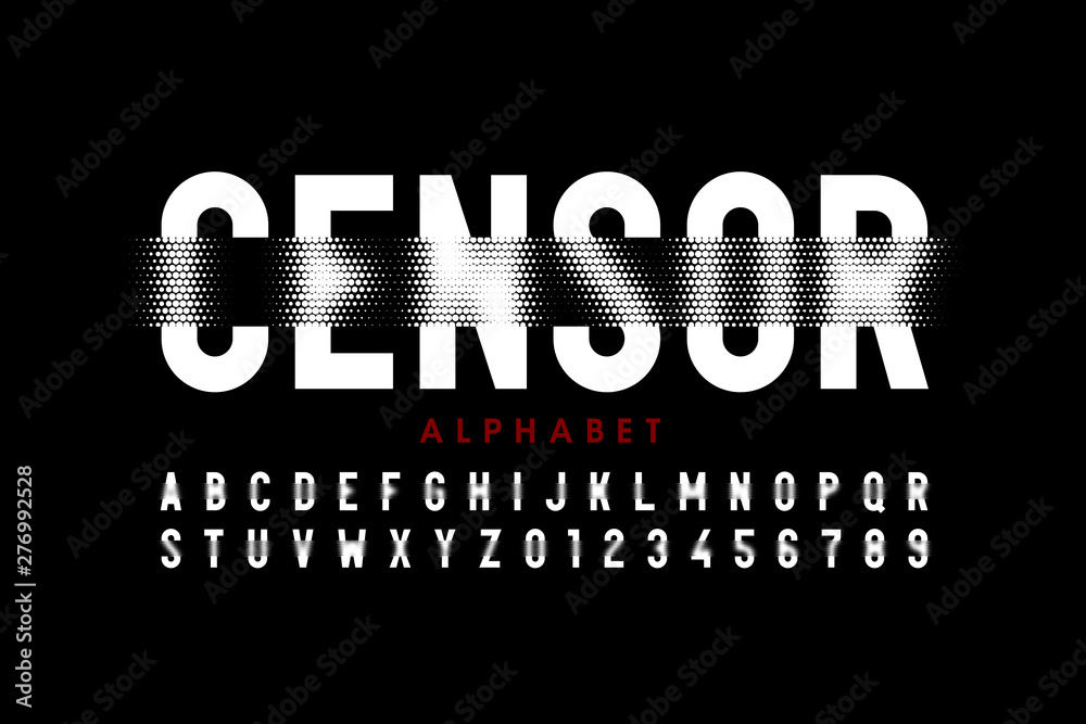 Censored style font design, alphabet letters and numbers Stock Vector ...