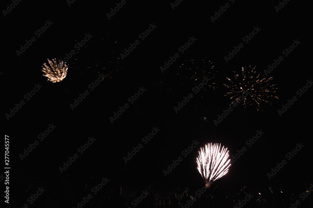 Real Fireworks footage 4k video on Deep Black Background Sky on ...