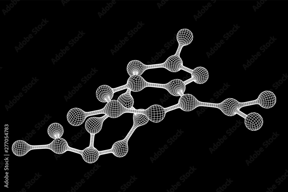 Wireframe Mesh Molecule. Connection Structure. Low poly vector ...