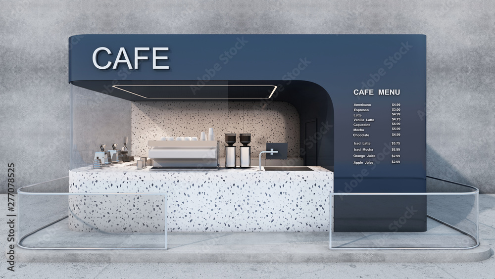 Front view Cafe shop & Restaurant design. Modern minimal.Text cafe and ...