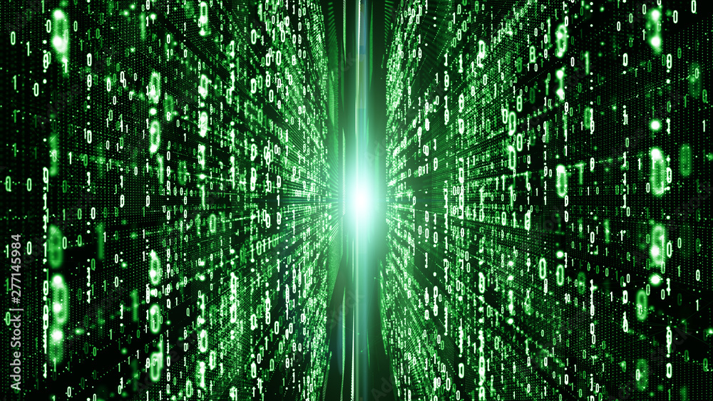 Abstract digital matrix particles flow, Digital data connection ...