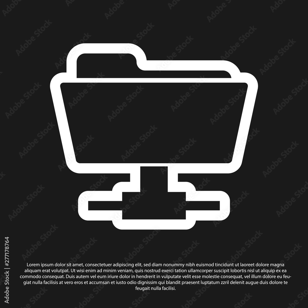 Black FTP folder icon on black background. Concept of software update ...