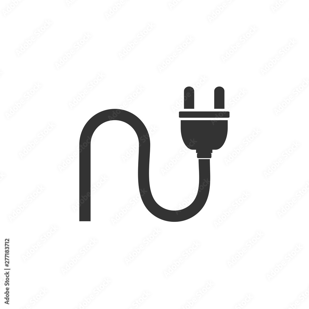 Plug Cable icon template black color editable. Plug Cable symbol vector ...