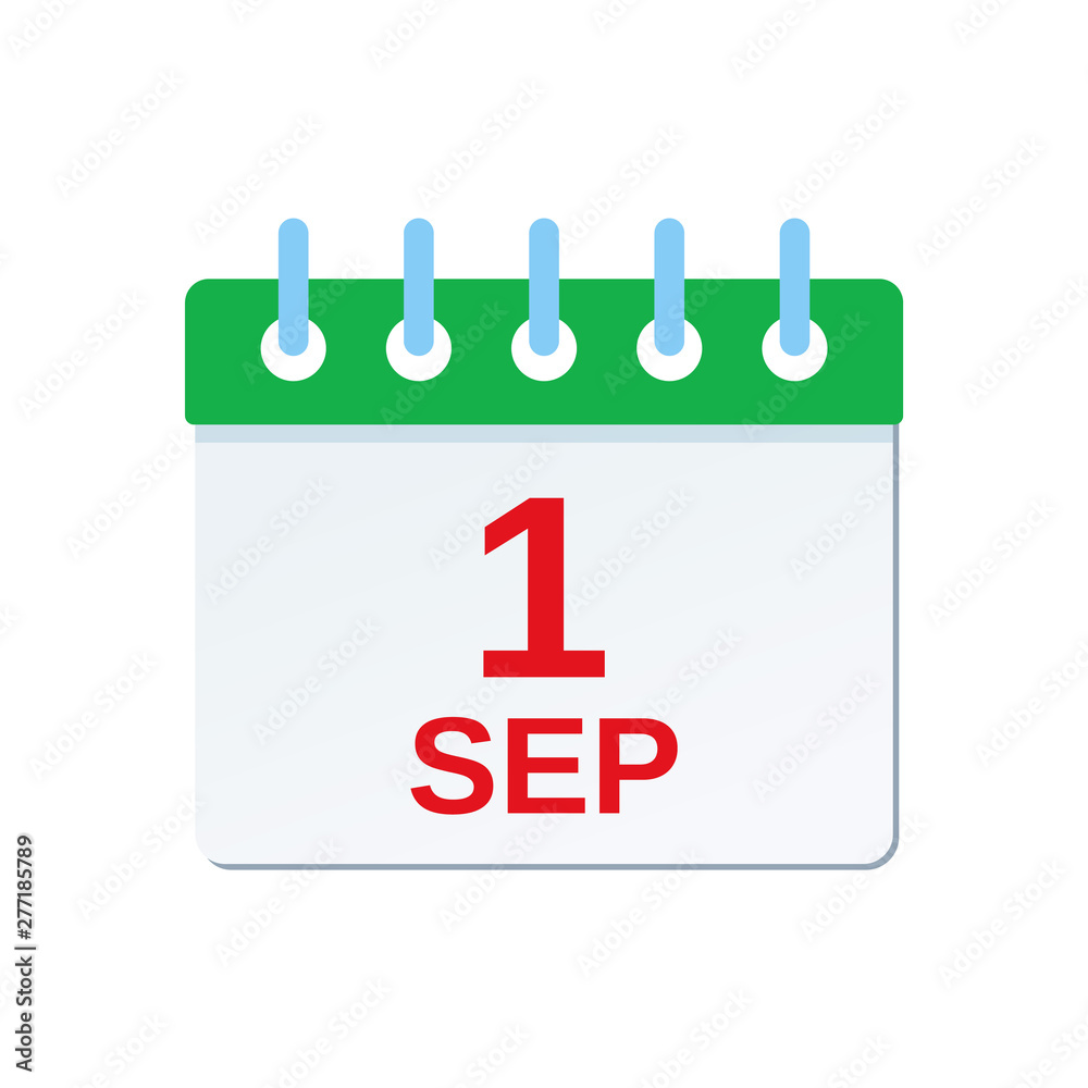 September 1 calendar icon. Back to school Day reminder calendar. Vector ...