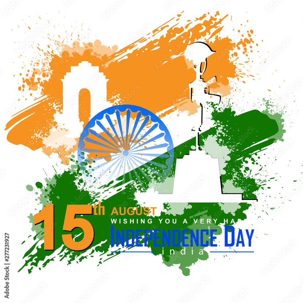 illustration of india gate and army memorial on Indian tricolor flag ...