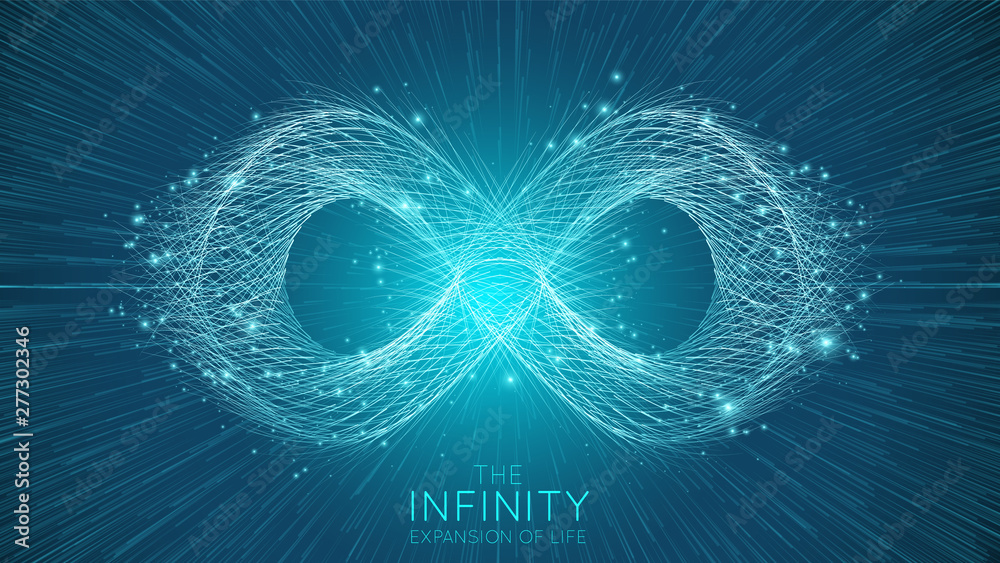 Infinity expansion of life. Vector infinity sign explosion background ...