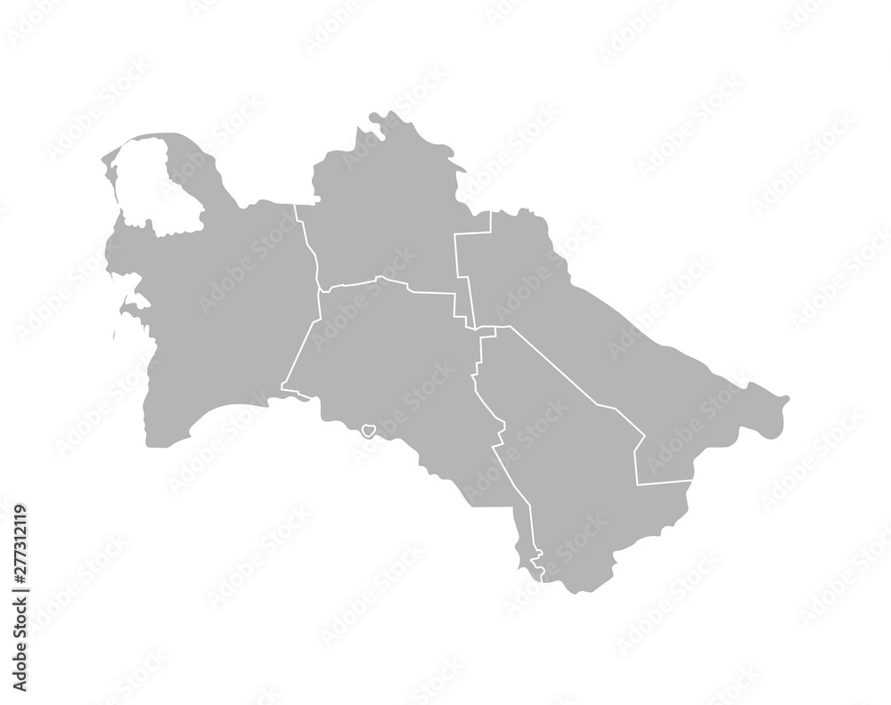 Vector isolated illustration of simplified administrative map of Turkmenistan﻿. Borders of the ...