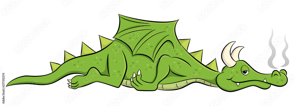 sleeping cartoon dragon Stock Vector | Adobe Stock