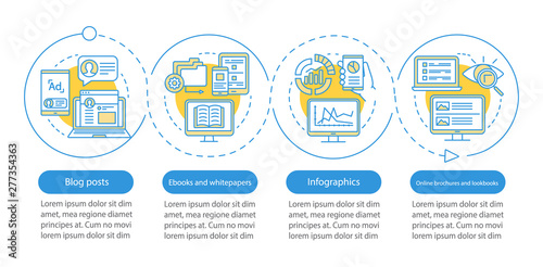 Content marketing channels vector infographic template. Business ...