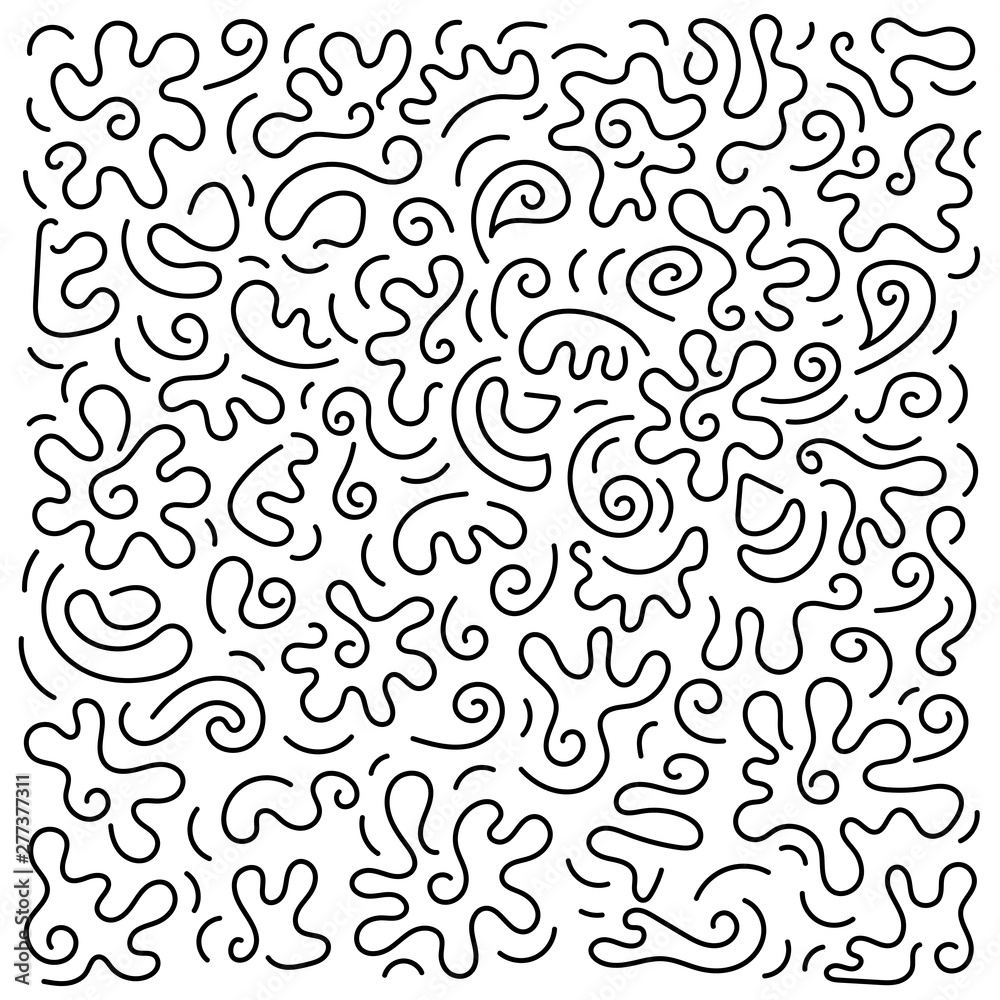 Doodle hand drawn background. Vector illustration. Whimsical winding ...