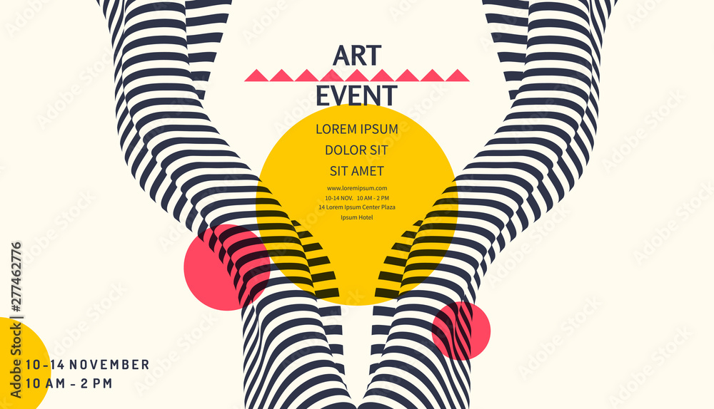 Art event invitation template with date and time details. Background ...