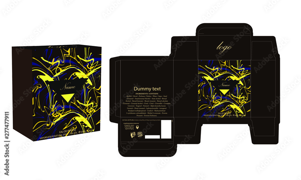 Packaging design, perfume luxury box design template and mockup box ...