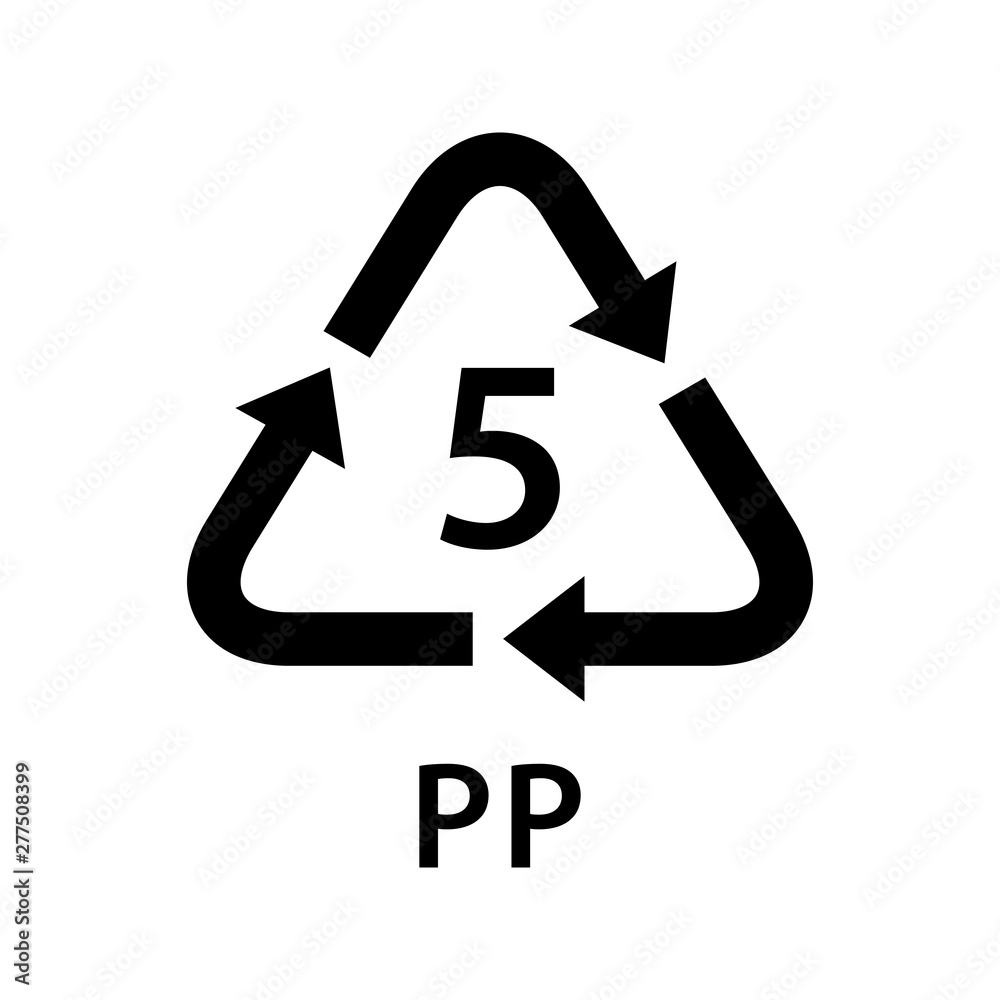 recycle arrow triangle PP types 5 isolated on white background ...