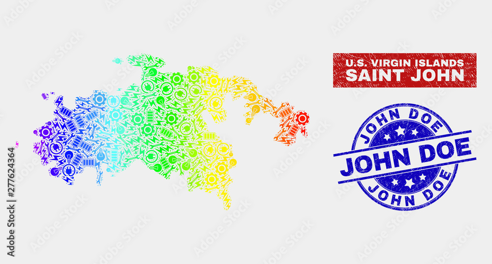 Vector de Stock Productivity Saint John Island map and blue John Doe ...