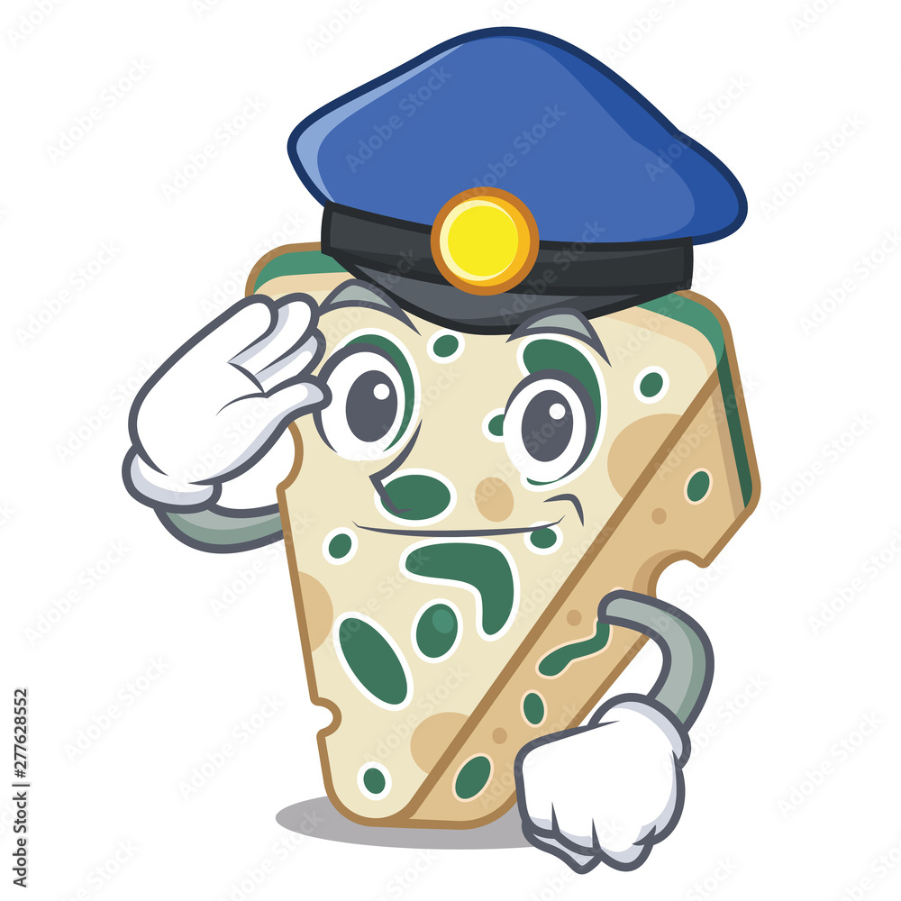 Police blue cheese in the cartoon shape Stock Vector | Adobe Stock