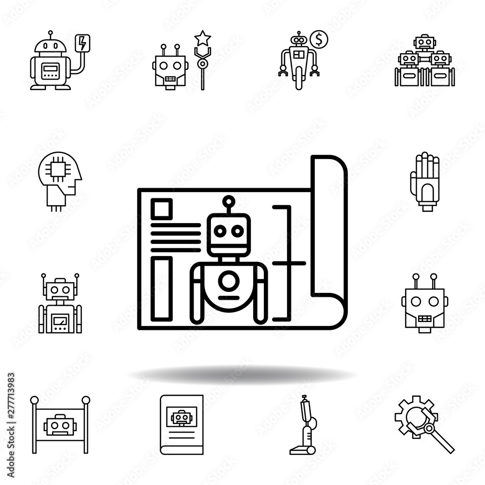 Robotics blueprint outline icon. set of robotics illustration icons ...
