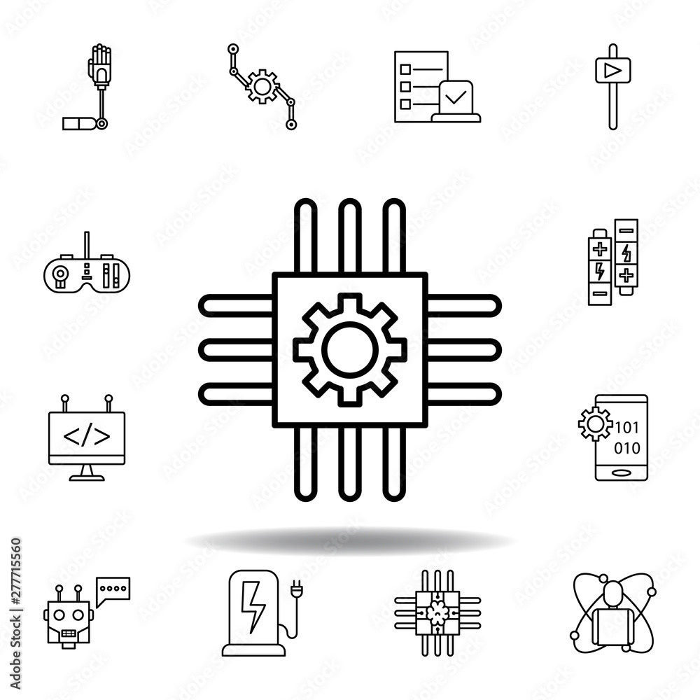 Robotics chip outline icon. set of robotics illustration icons. signs ...