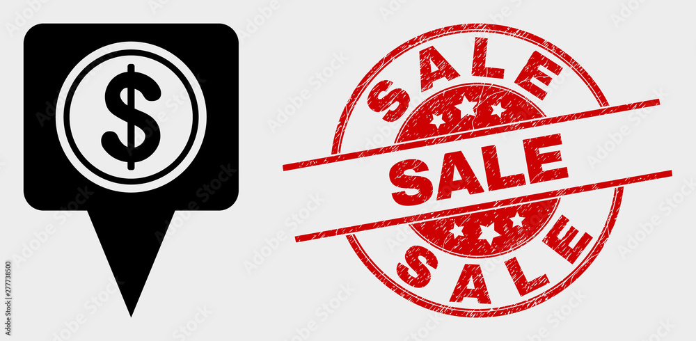 Стоковий вектор Vector dollar map marker pictogram and Sale watermark ...