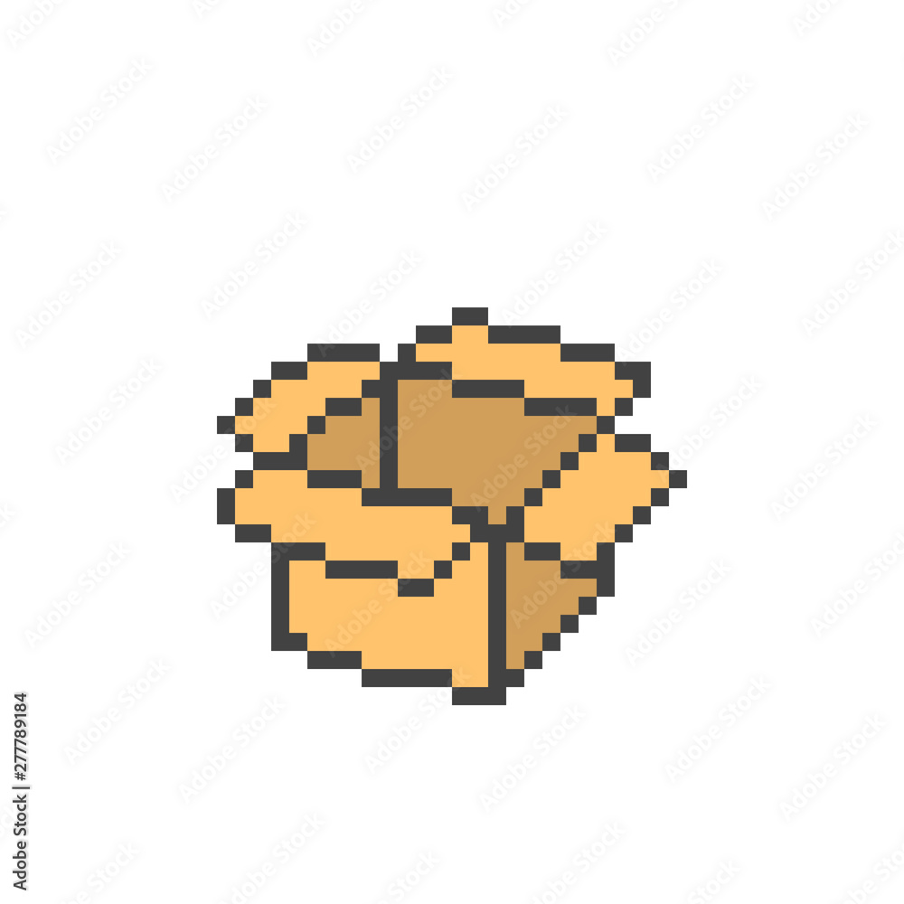 Vektor Open cardboard box, 8 bit pixel art icon isolated on white ...