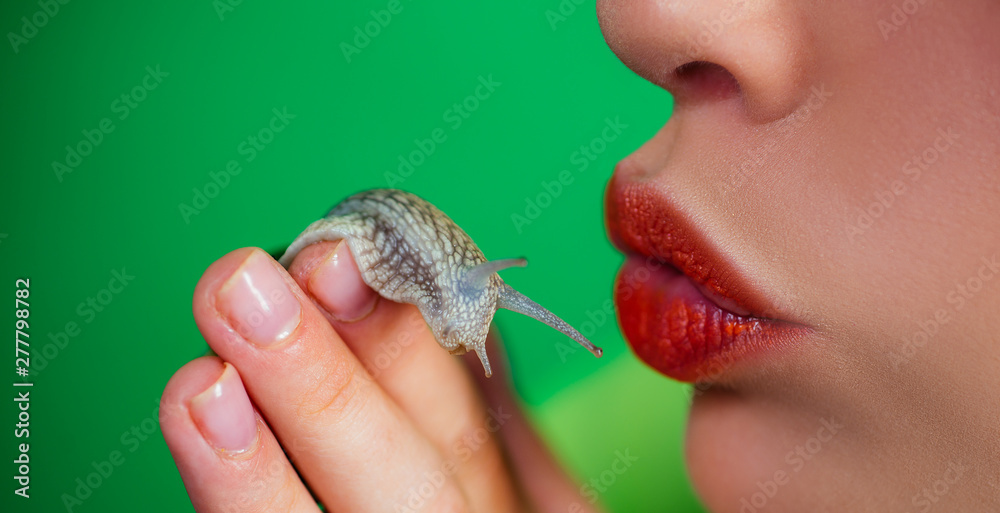 Cosmetics and snail mucus. Cosmetology beauty procedure. Skin care ...