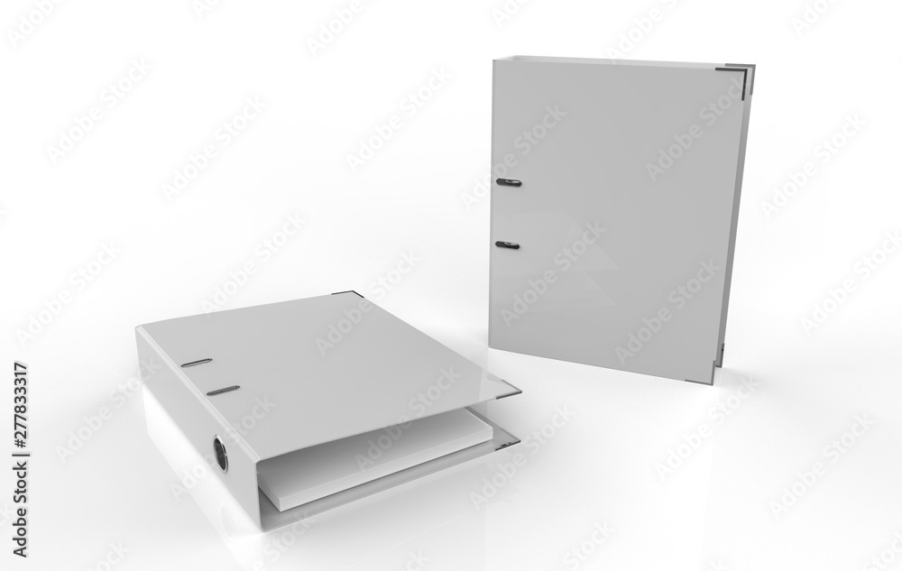 Blank ring binder folder design mockup. Self-binder mock up with stack ...