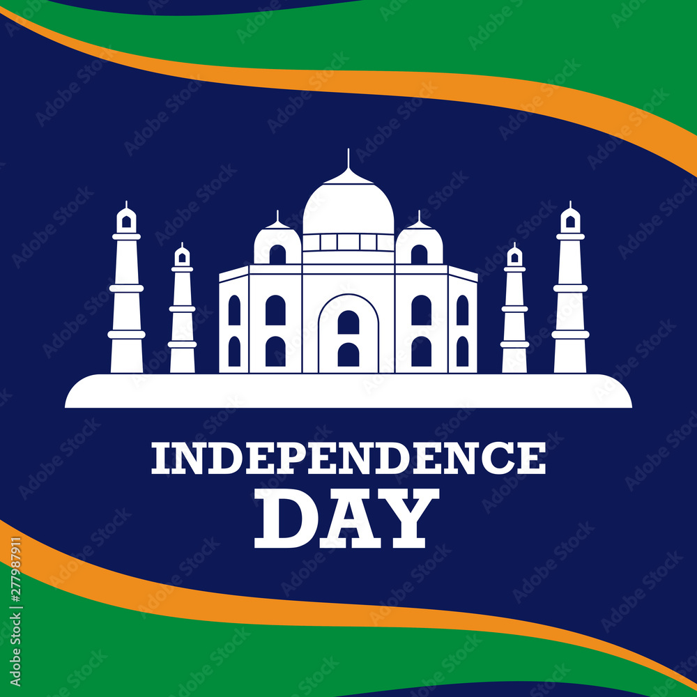 independence day indian label with taj mahal Stock Vector | Adobe Stock