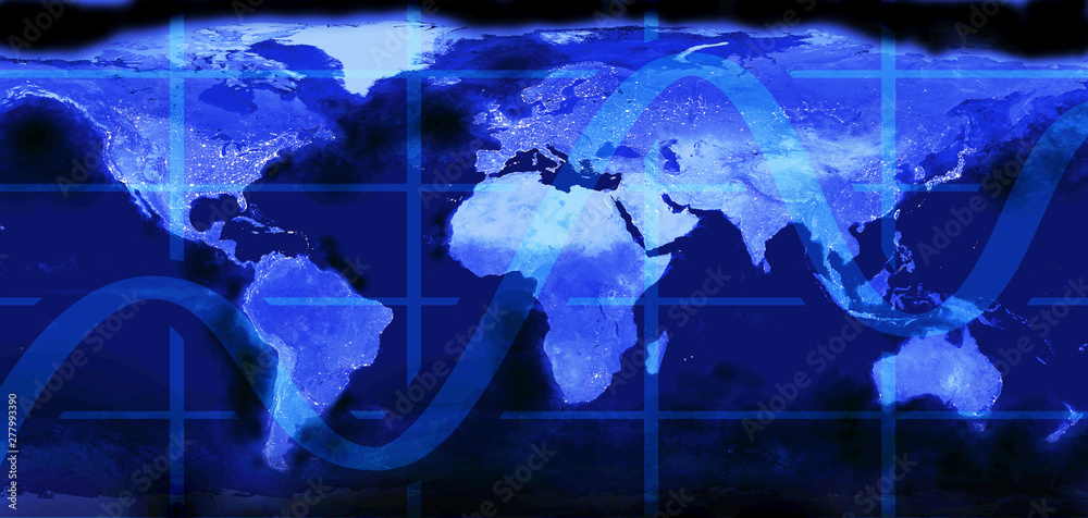 World map. View from outer space. Global communications and networking ...