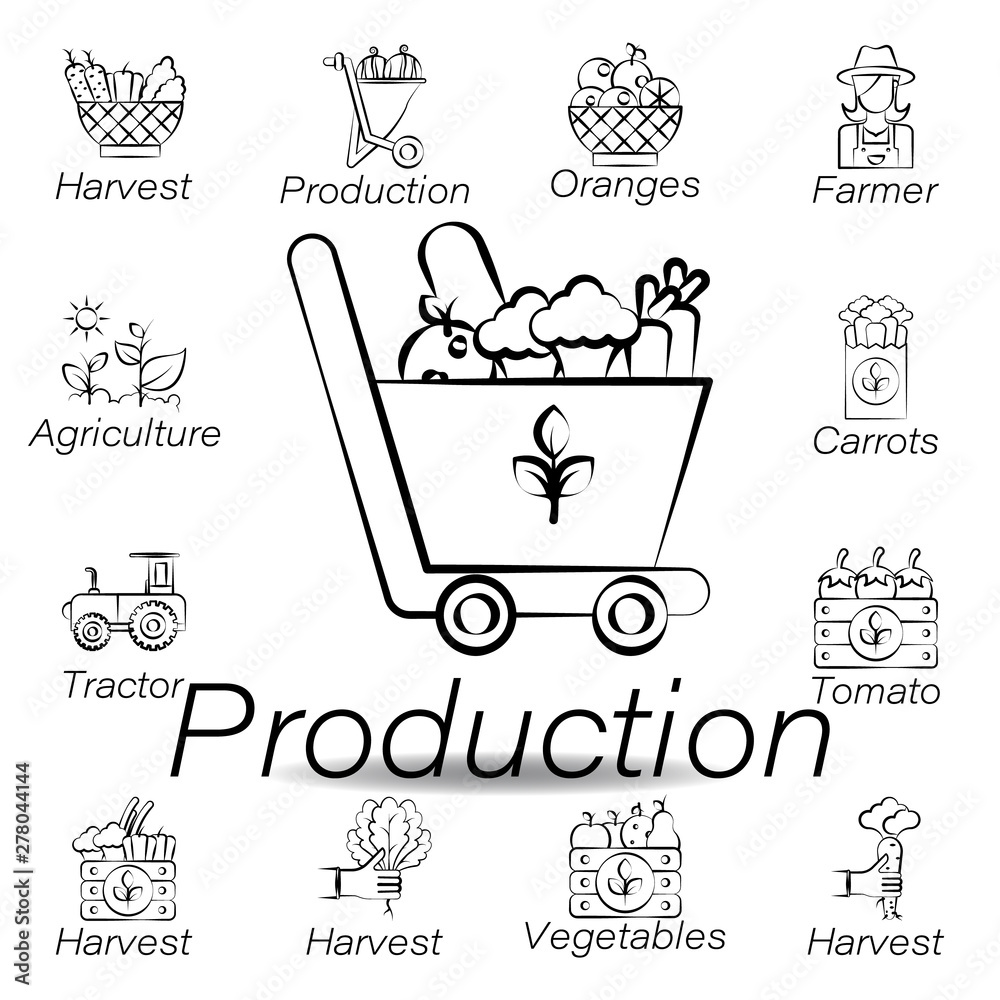 production hand draw icon. Element of farming illustration icons. Signs ...