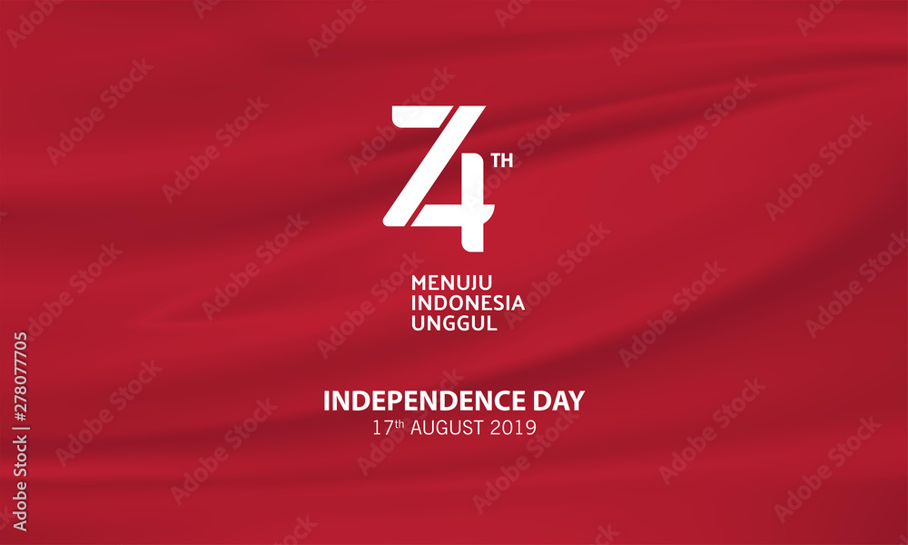 logo Hut RI 74 with Red wave flag background Stock Illustration | Adobe ...