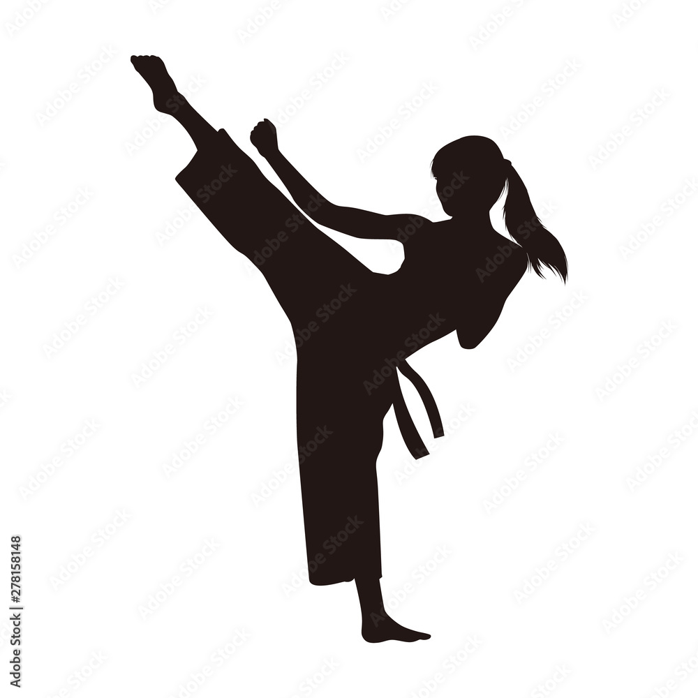 Karate Girl Silhouette Stock Vector | Adobe Stock