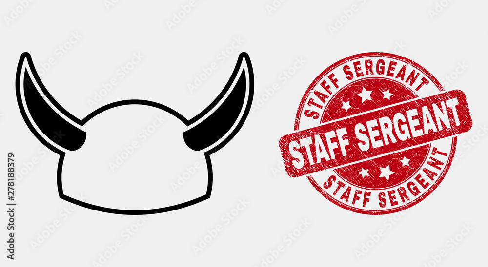 Vector outline horned helmet pictogram and Staff Sergeant watermark ...