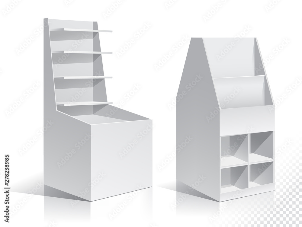 White Empty Displays With Shelves Products.Display on Isolated white ...